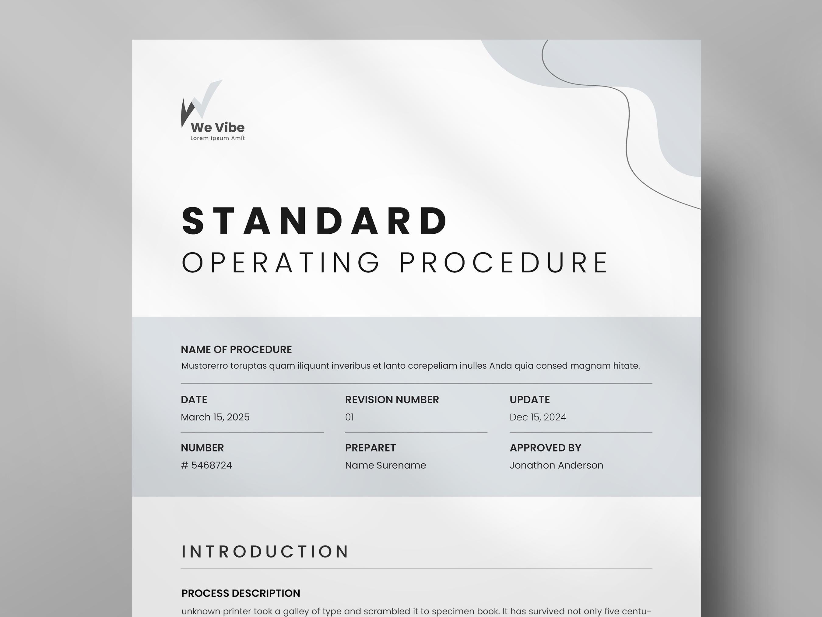 SOP Template: Standard Operating Procedure, Business (A4 & US Letter ...