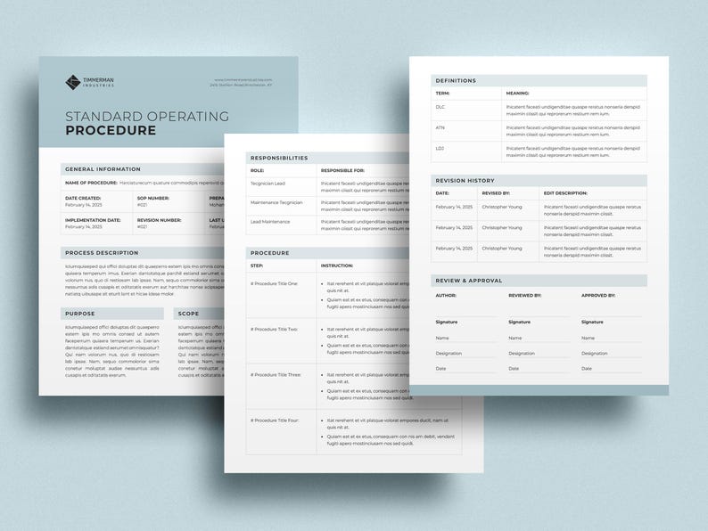Standard Operating Procedure Template: Editable SOP Document (indesign ...