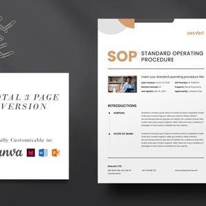 Editable SOP Template: Standard Operating Procedure (A4 & US Letter) - Etsy