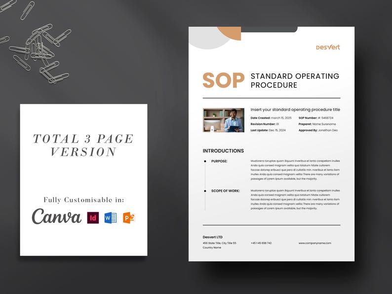 Editable SOP Template: Standard Operating Procedure (A4 & US Letter) - Etsy