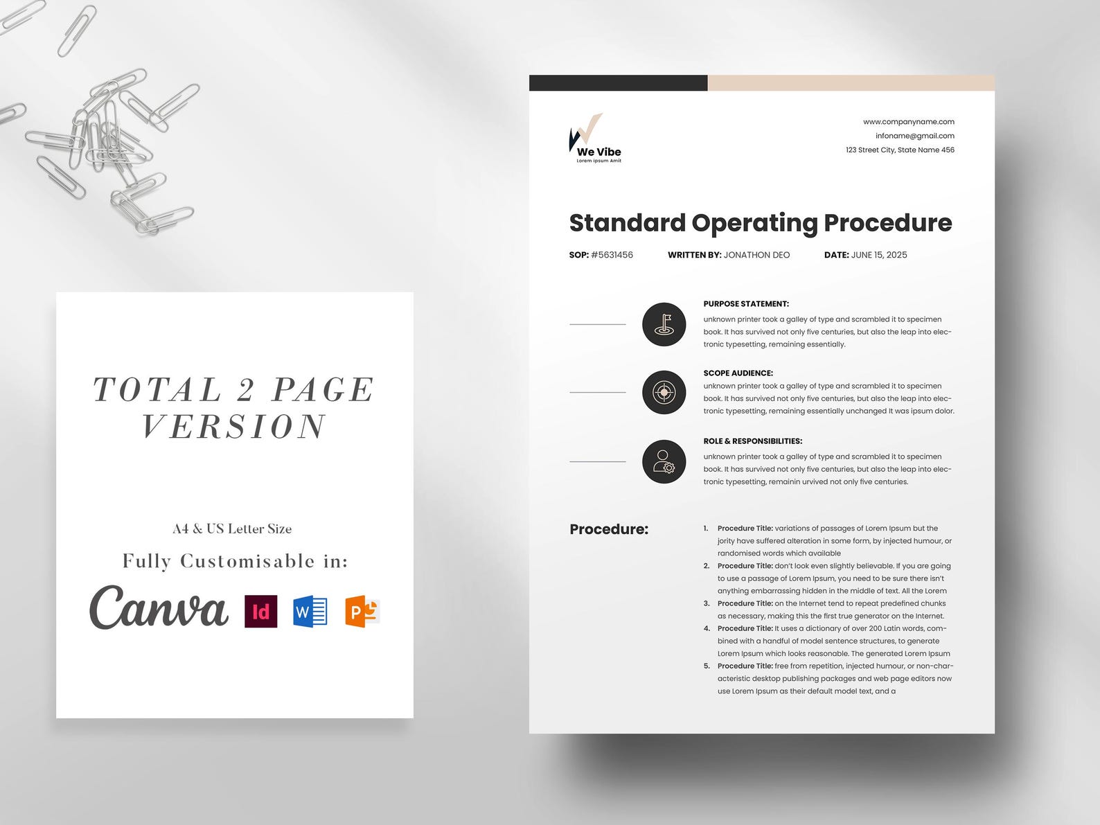 SOP Template: Business Standard Operating Procedure (A4 & US Letter) - Etsy