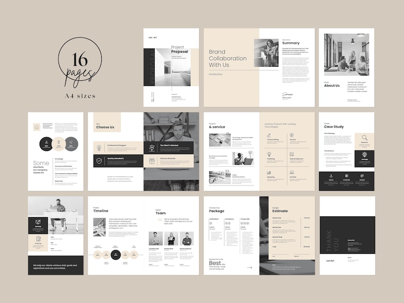 Professional Business Proposal Template: 16 Page MS Word, Canva ...