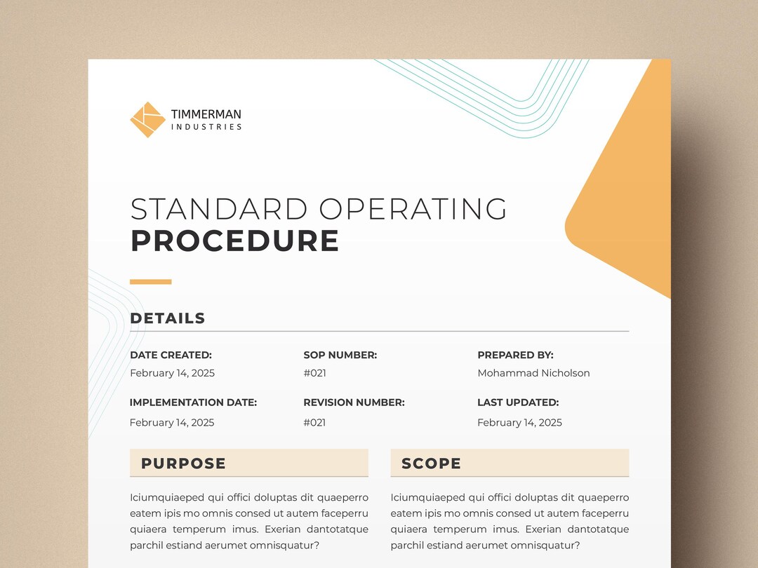 Standard Operating Procedure Template: Editable SOP Document (A4 & US ...