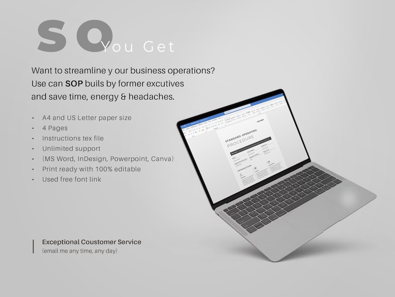 Editable SOP Template: Standard Operating Procedure, A4 & US Letter - Etsy