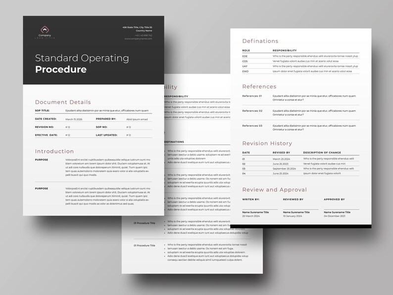 Business SOP Template, Standard Operating Procedure Template, SOP ...