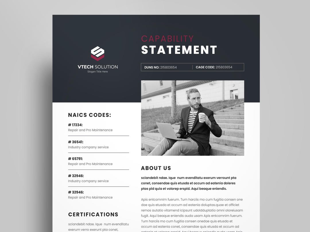 Capability Statement Template: Corporate Business Design (A4) - Etsy