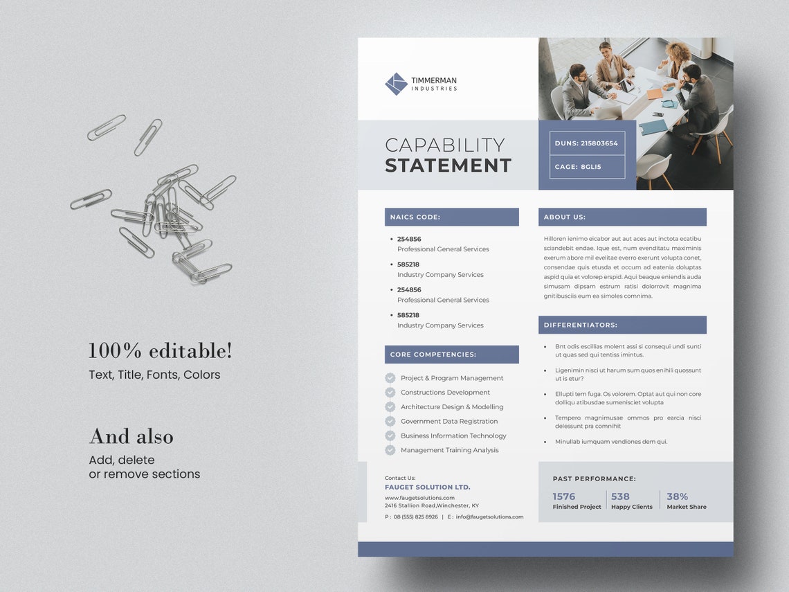 Business Capability Statement Design, Capability Statement Template ...