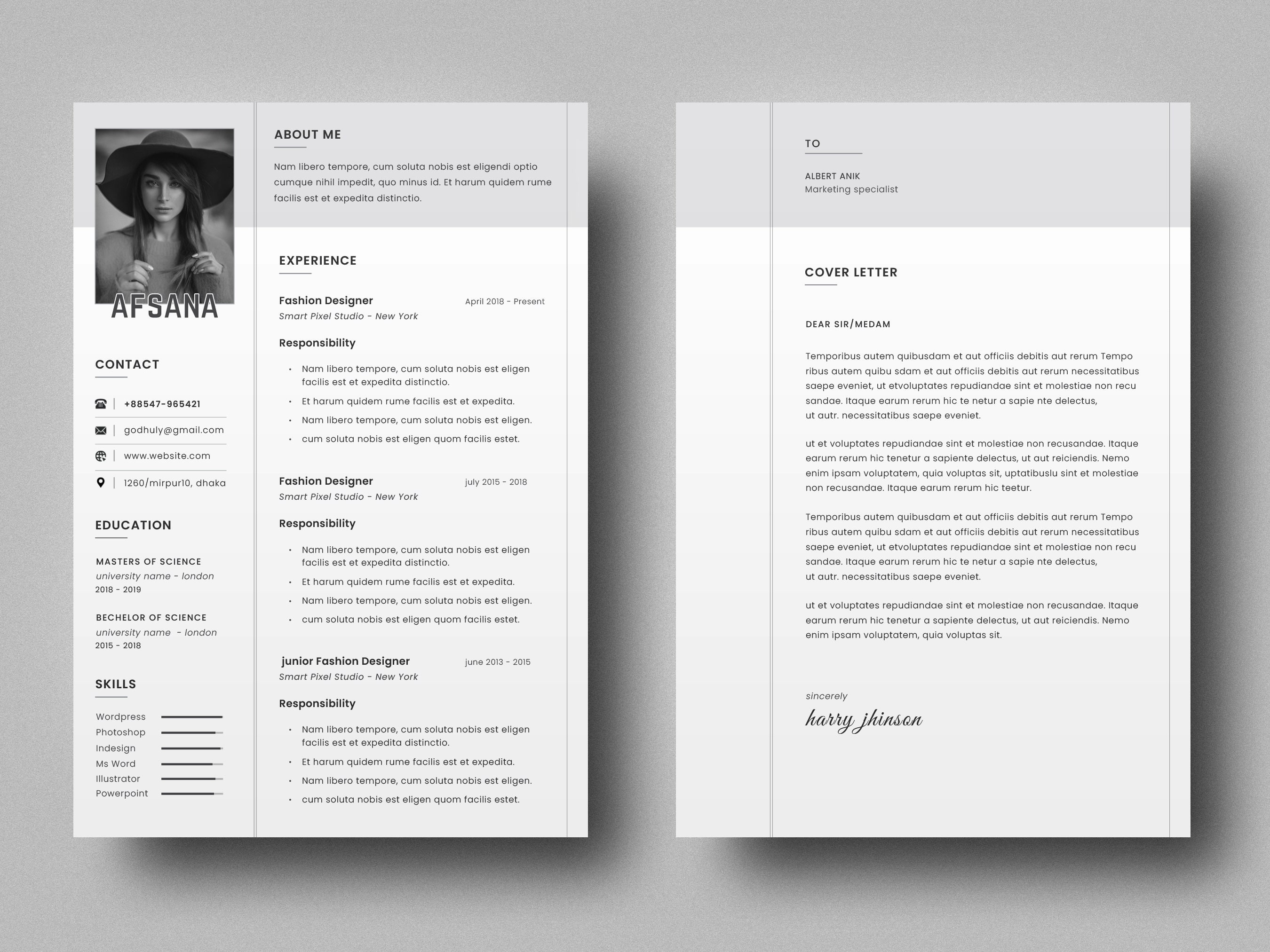 Minimalist Executive Resume, Resume Template, Professional Resume, CV ...
