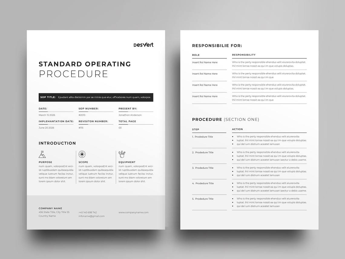 Editable SOP Template: Standard Operating Procedure, A4 & US Letter - Etsy