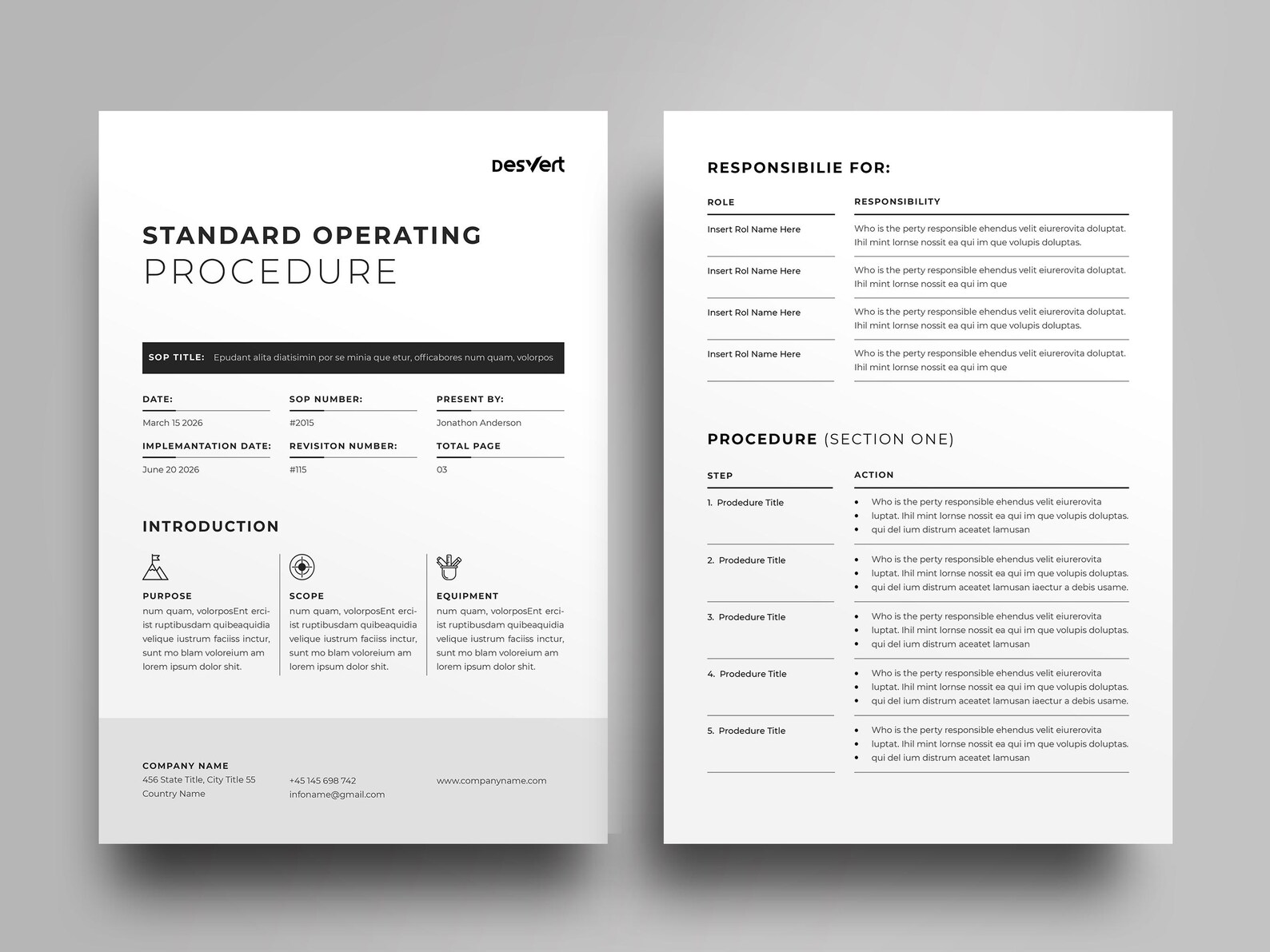 Editable SOP Template: Standard Operating Procedure, A4 & US Letter - Etsy