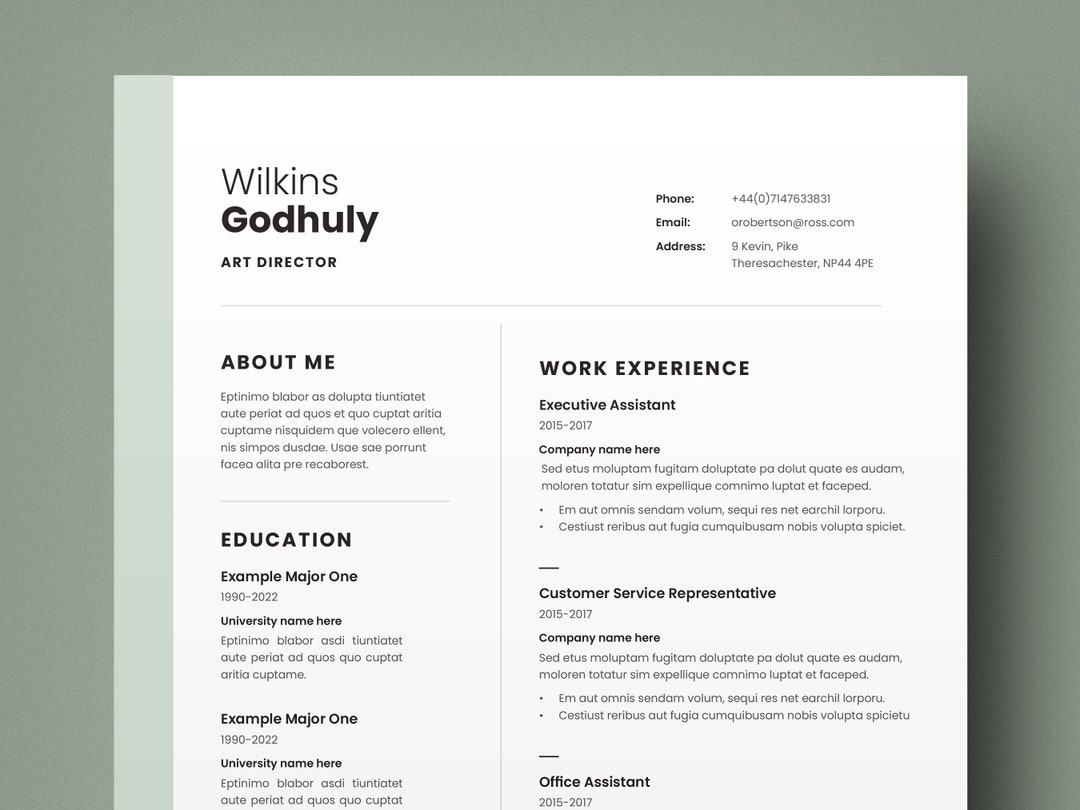 Professional Resume Template Bundle: Modern CV, Cover Letter (indesign ...