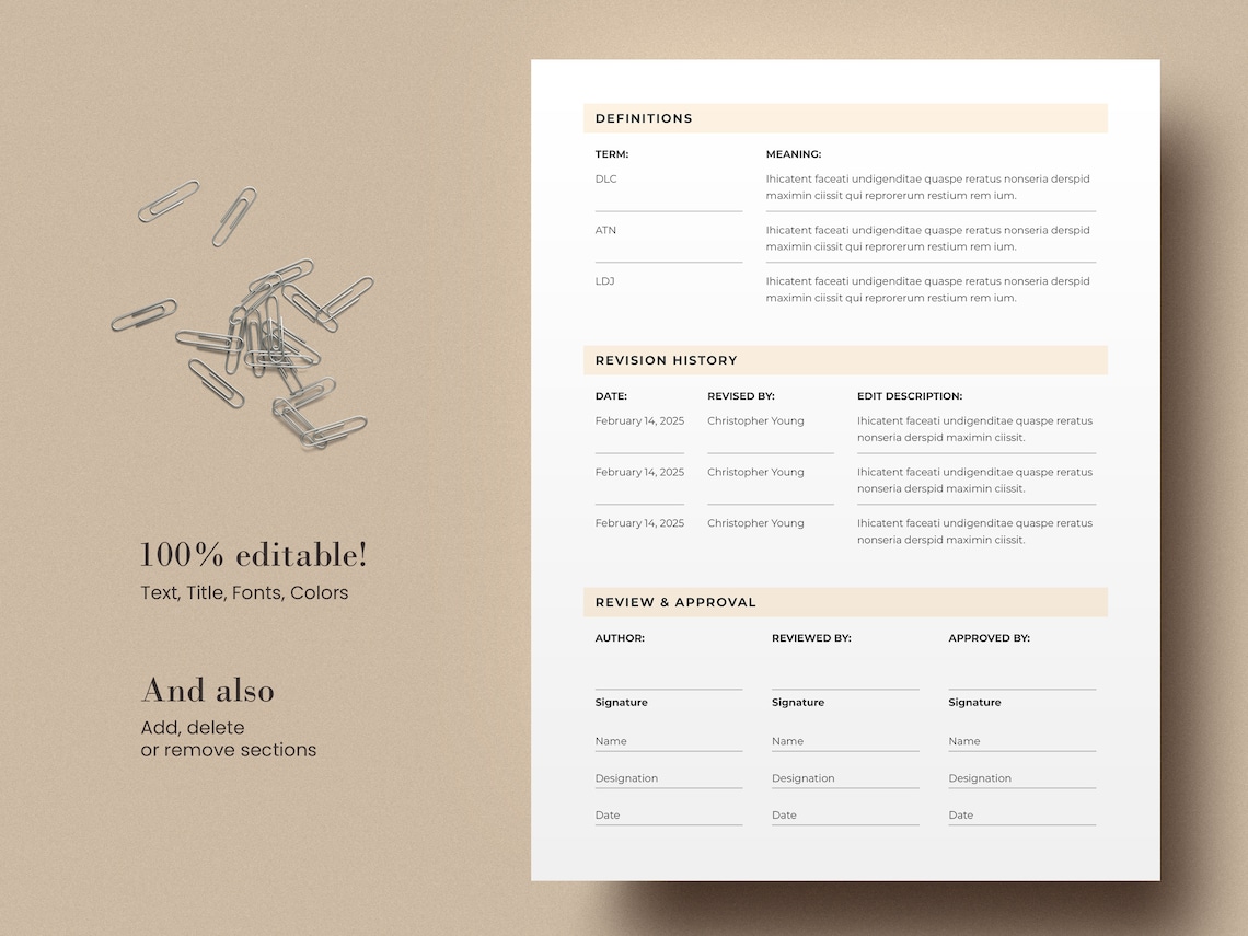 Standard Operating Procedure Template: Project Details, Work ...