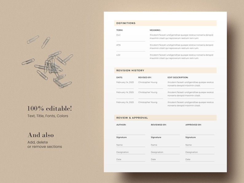 Standard Operating Procedure Template: Project Details, Work ...