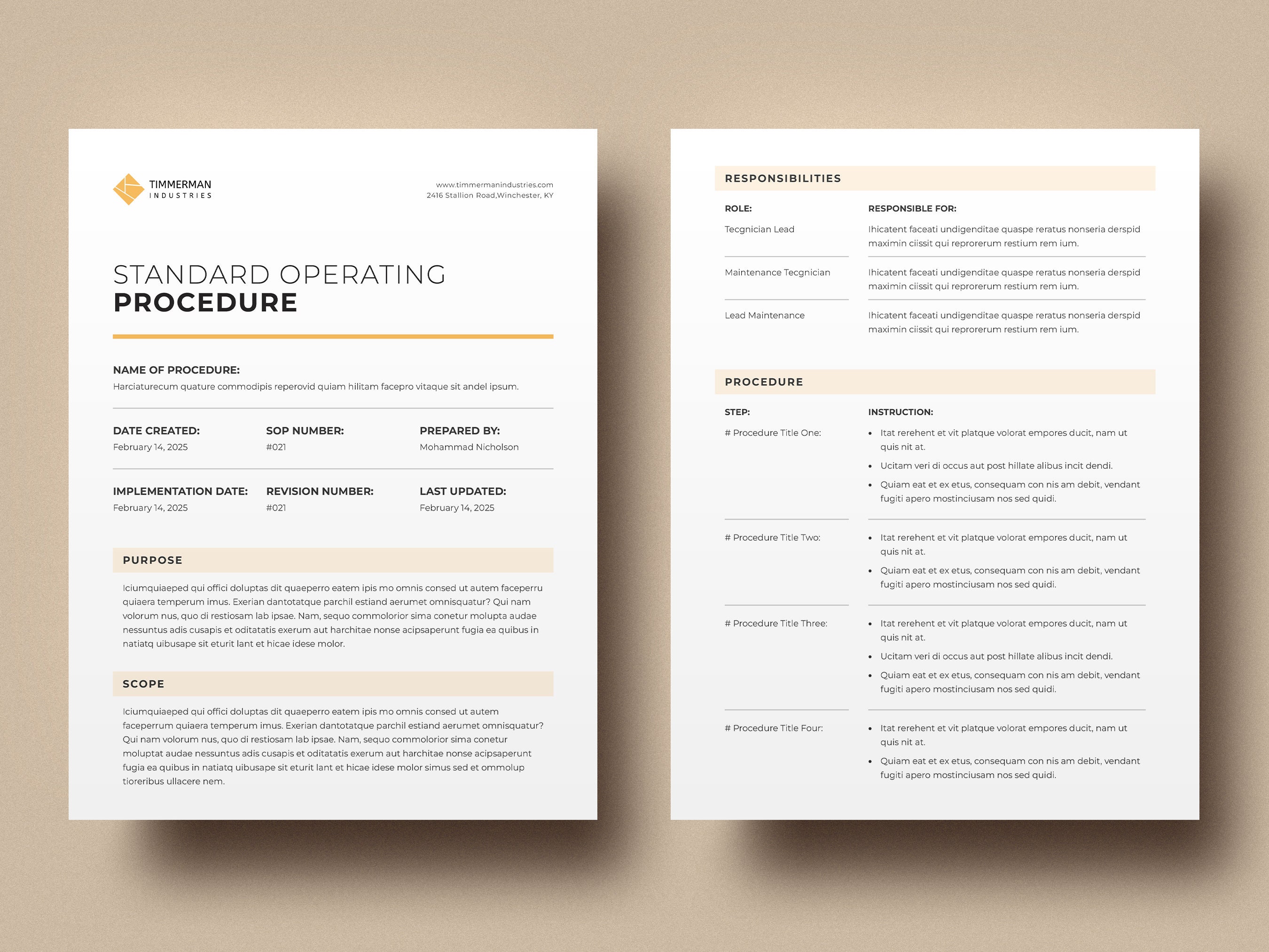 Standard Operating Procedure Template: Project Details, Work ...
