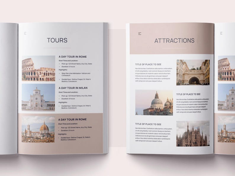 Travel Itinerary Book, Ebook Travel Guide Template, Editable Brochure ...