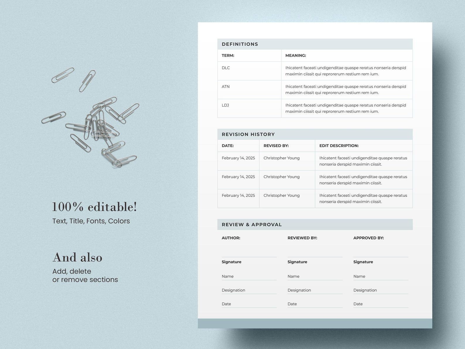 Standard Operating Procedure Template: Editable SOP Document (indesign ...