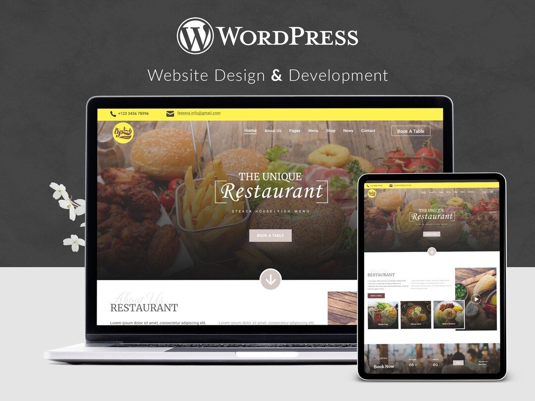 Restaurant Website Design, Bar and Restaurant, Fully Customizable ...