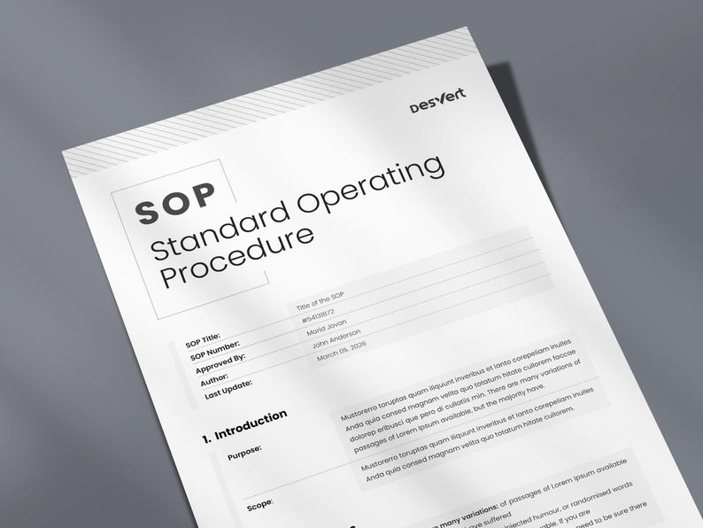 Standard Operating Procedure Template, SOP Template, Project Details ...