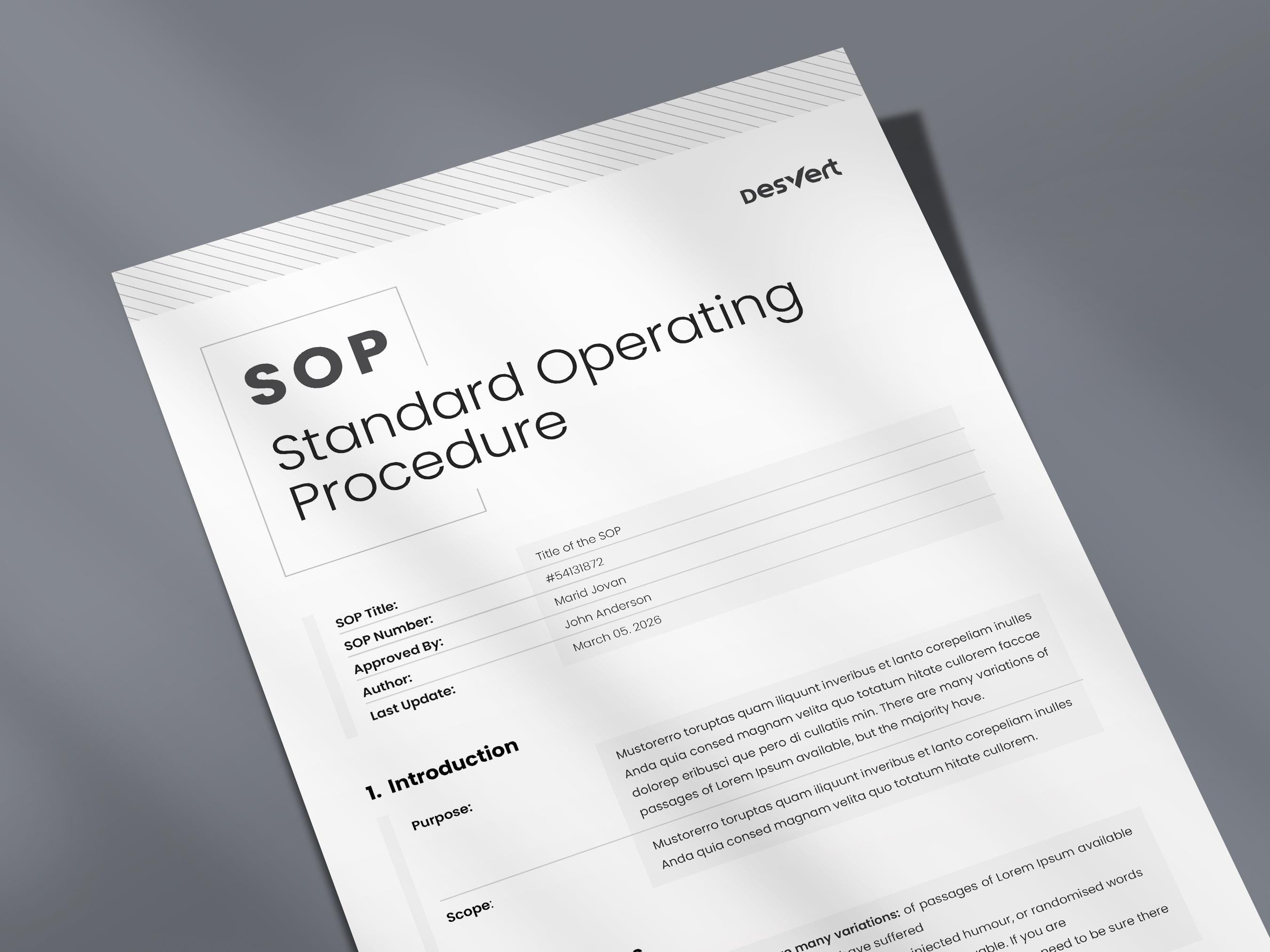 Standard Operating Procedure Template: Business SOP Document (A4 & US ...