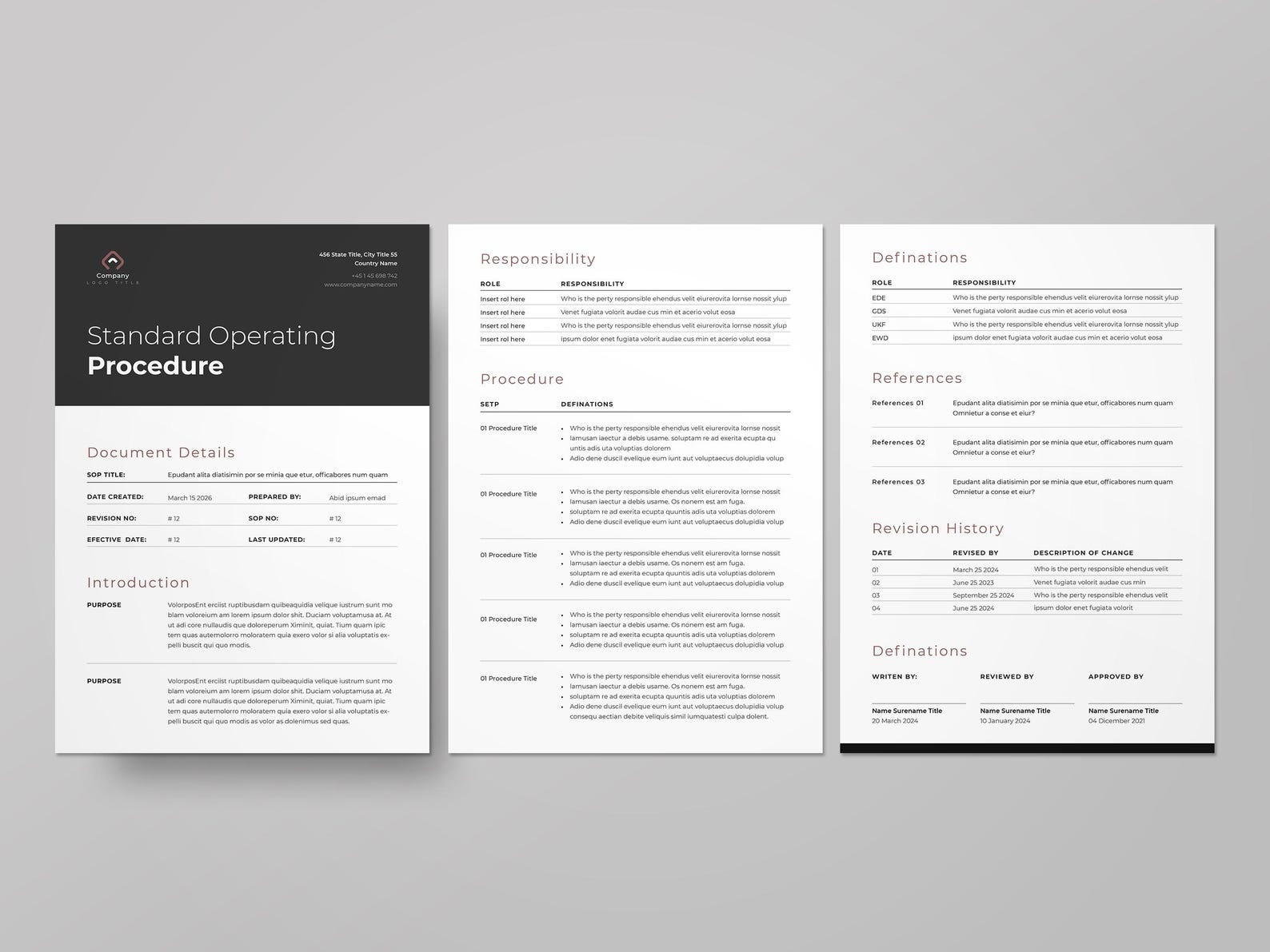 Editable SOP Template: Standard Operating Procedure (A4, Word, Indesign ...