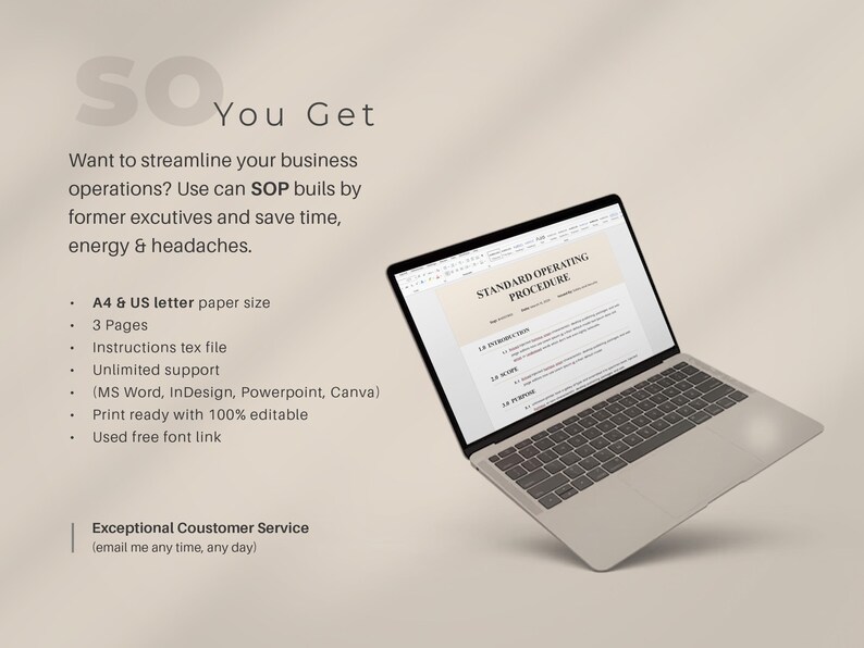 Standard Operating Procedure Template, SOP Template, Business SOP ...