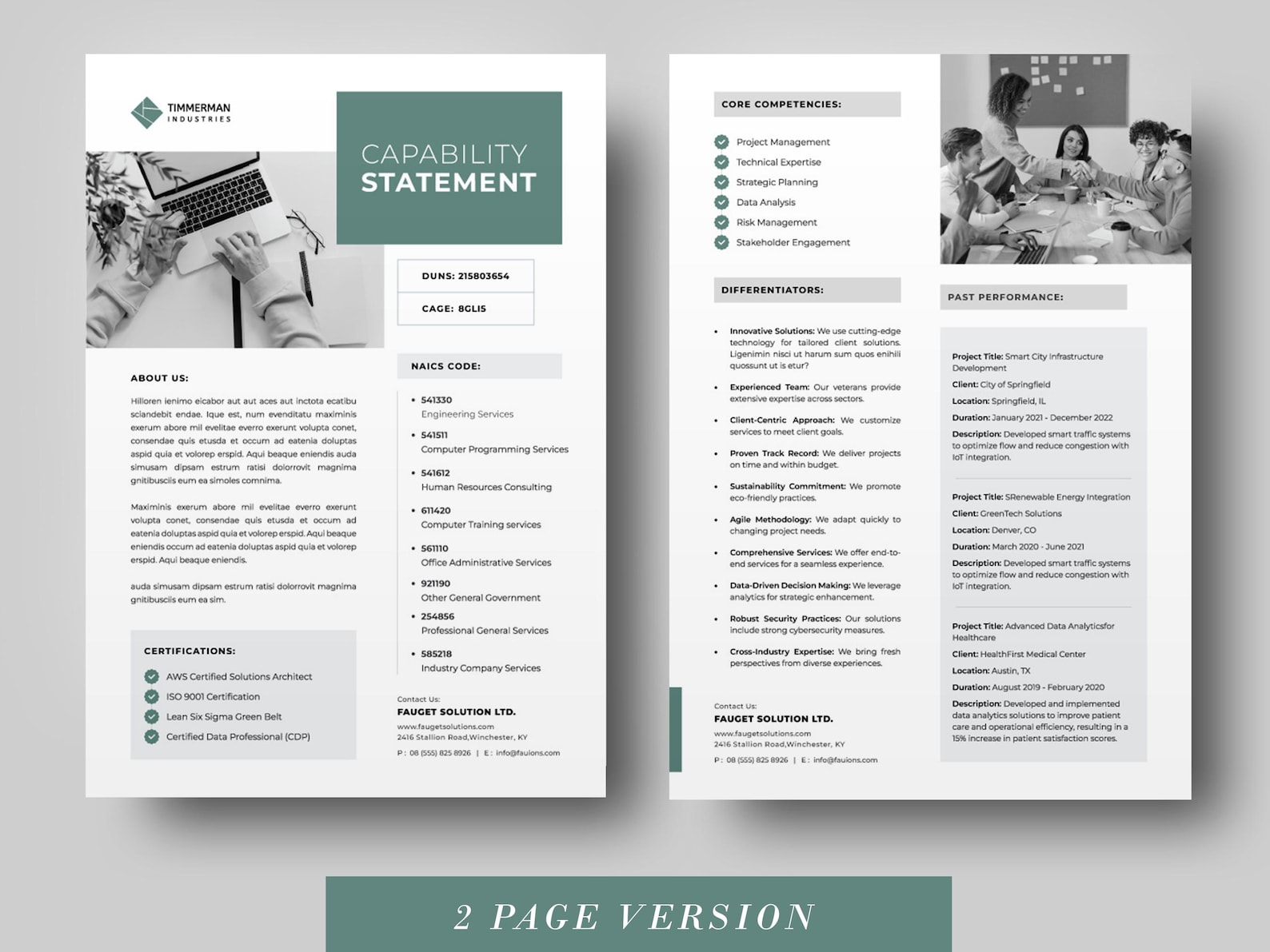 Capability Statement Template: Corporate Business Design (A4 & US ...