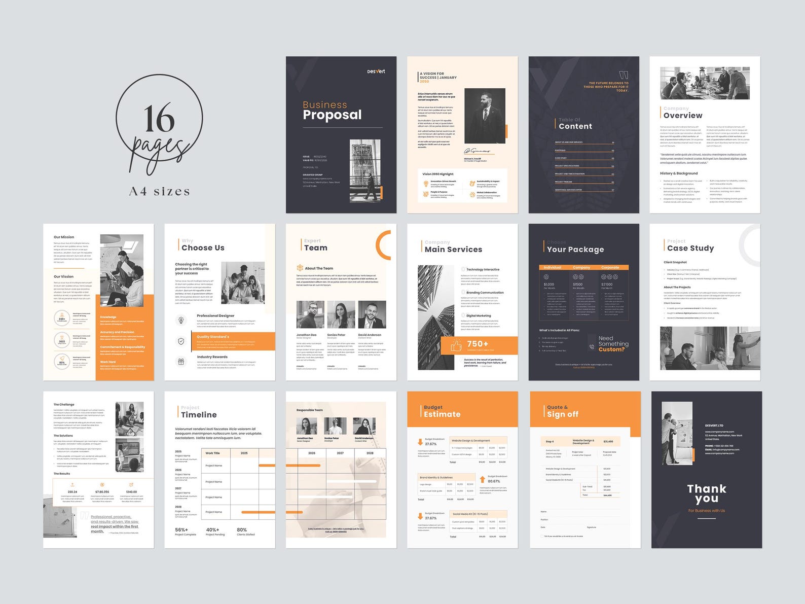 Professional Business Proposal Template: 16-page MS Word, Canva ...