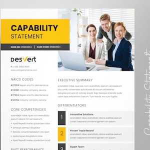 Corporate Capability Statement Template: A4, Canva, Word, Indesign - Etsy
