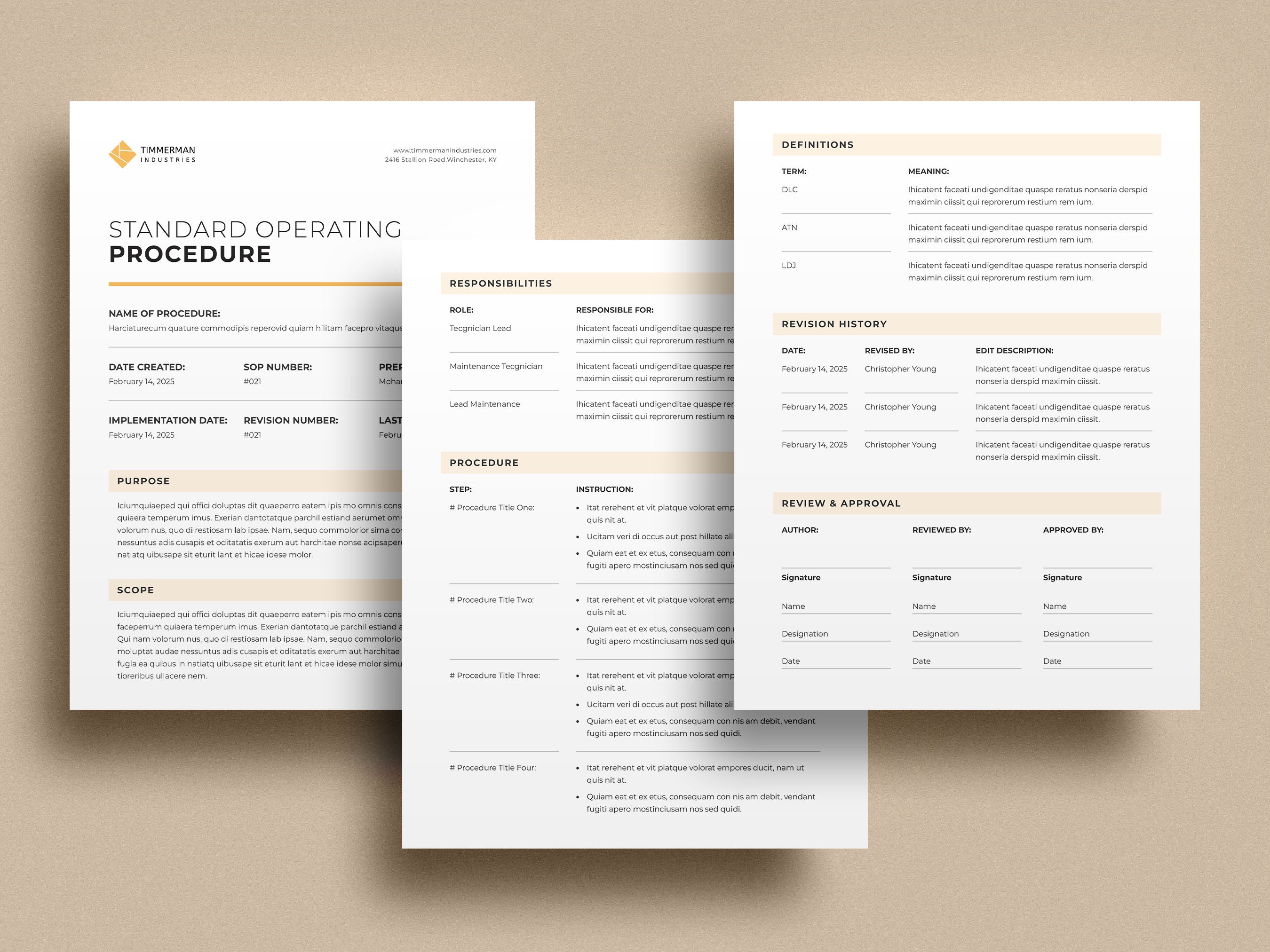 Standard Operating Procedure Template: Project Details, Work ...