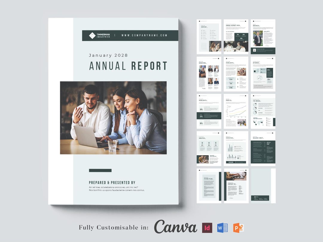 Annual Report Template, MS Word Template, Indesign Template, Corporate ...