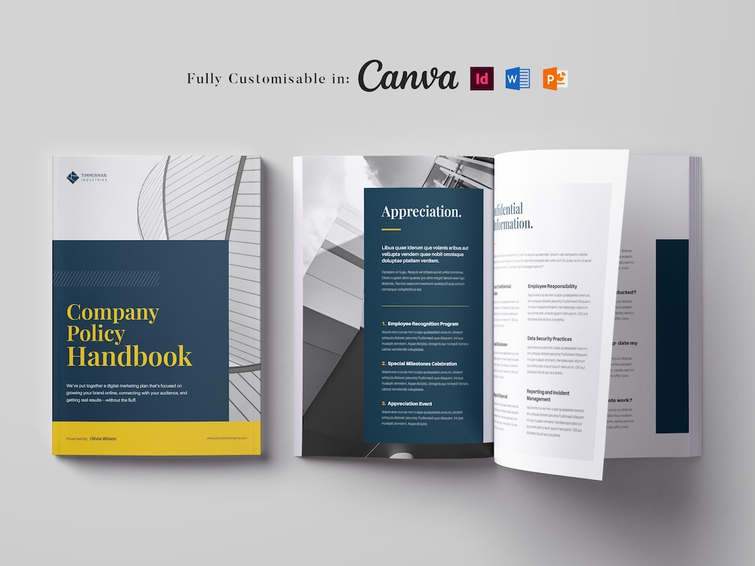 Employee Handbook Template: HR Manual, Company Policy (indesign, Word ...