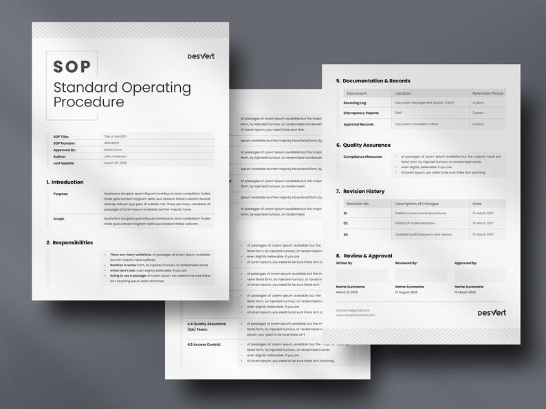 Standard Operating Procedure Template, SOP Template, Project Details ...