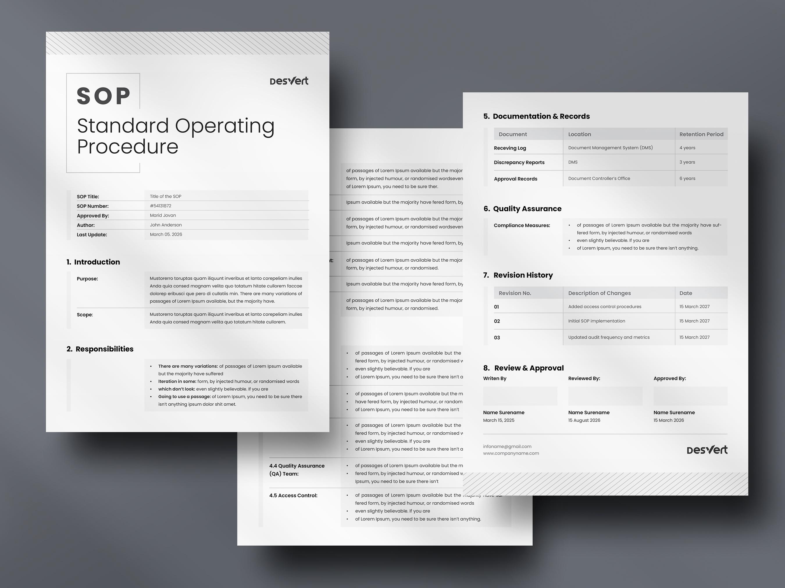 Standard Operating Procedure Template: Business SOP Document (A4 & US ...