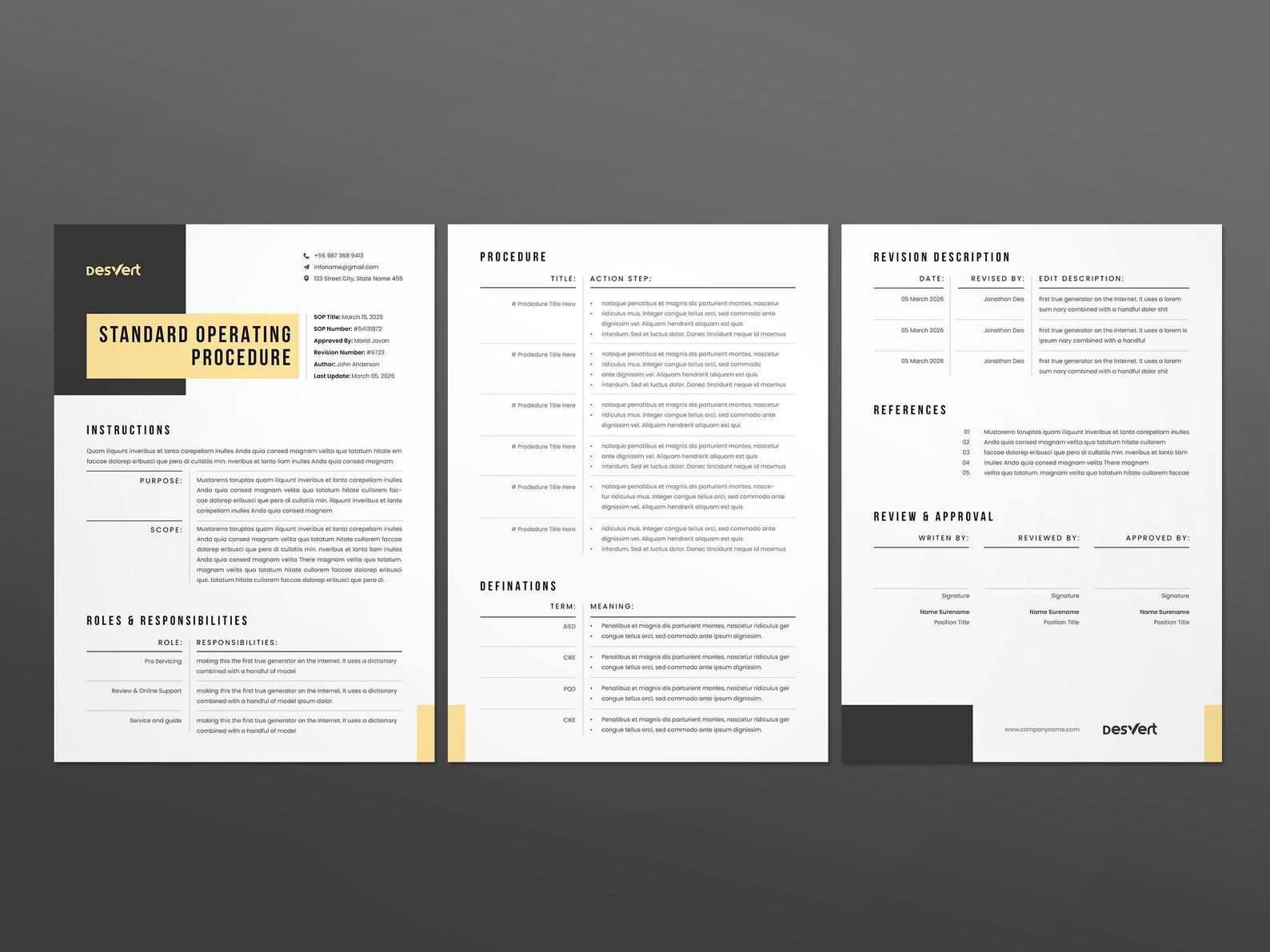 Standard Operating Procedure Template, SOP Template, Business SOP ...