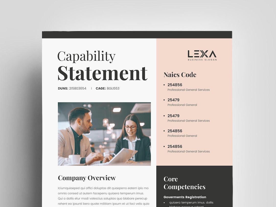 Business Capability Statement Template: Corporate Marketing Brochure ...