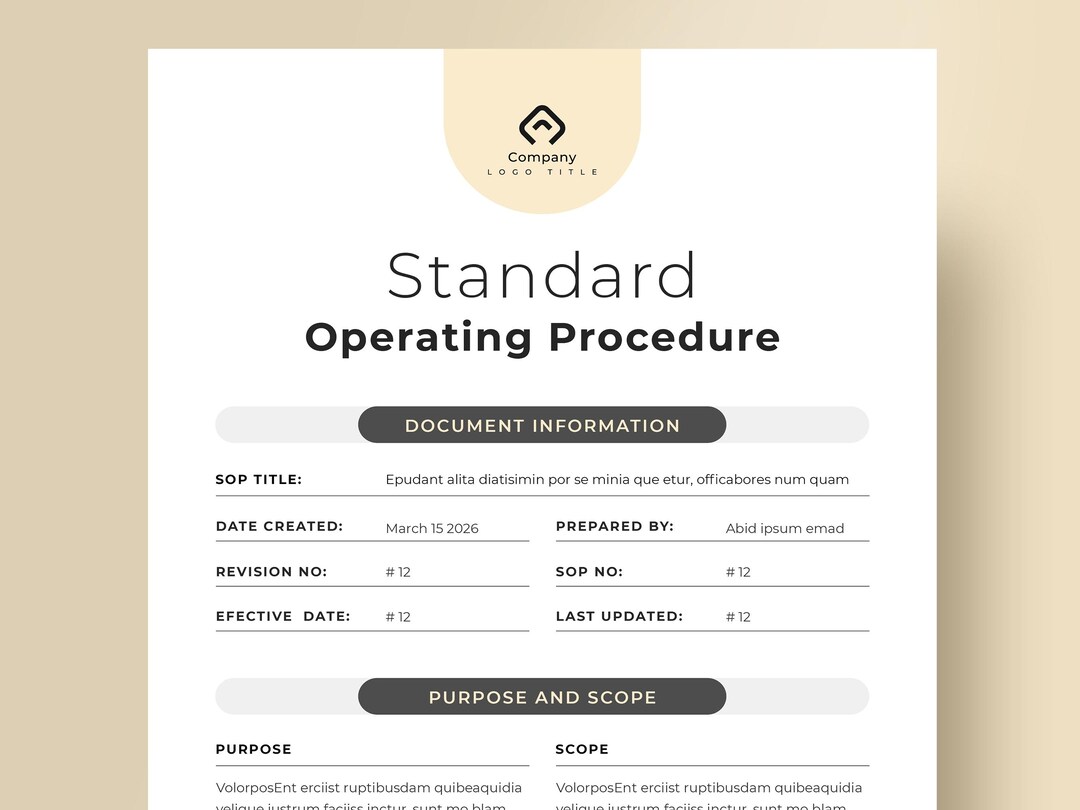 Editable SOP Template: Standard Operating Procedure, A4 & US Letter - Etsy