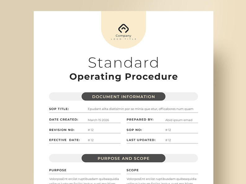 Editable SOP Template: Standard Operating Procedure, A4 & US Letter - Etsy
