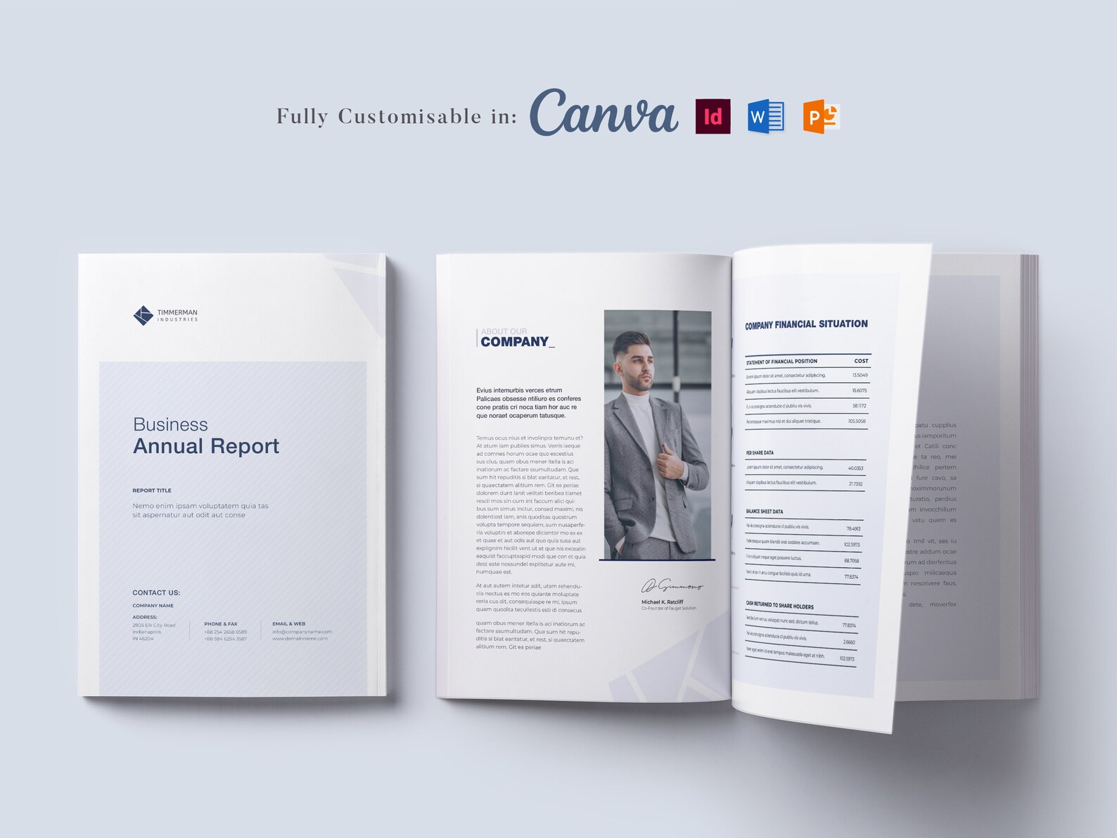 Annual Report Template, MS Word Template, Indesign Template, Corporate ...