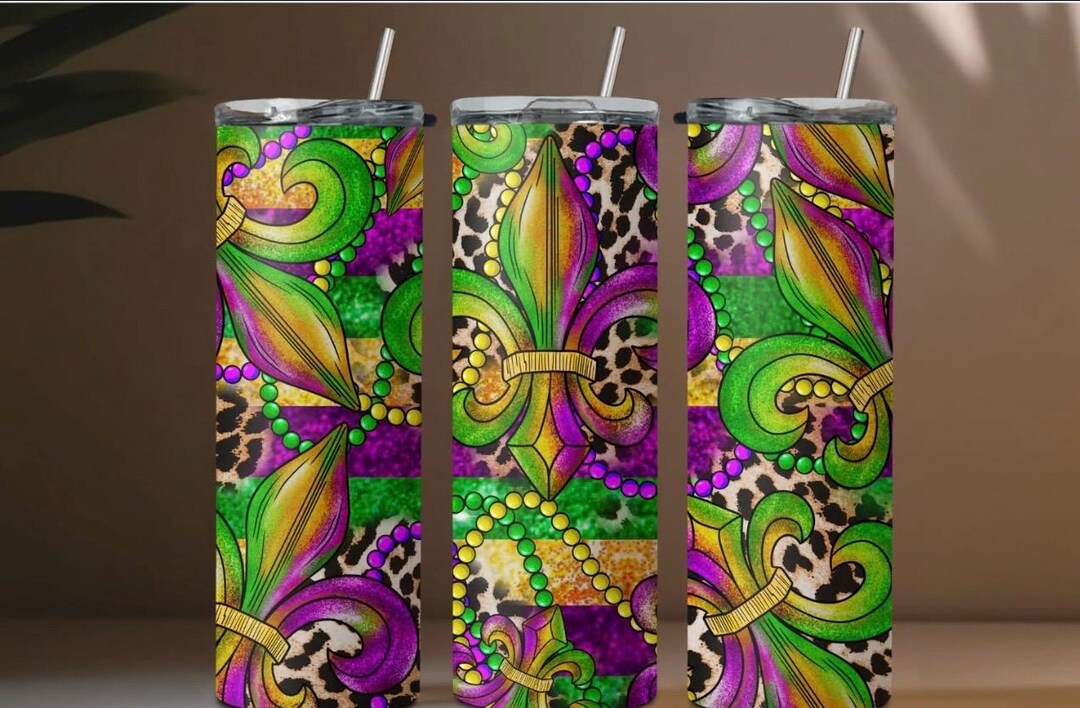 Fleur De Lis Mardi Gras 20oz Stainless Steel Insulated Tumbler. With ...