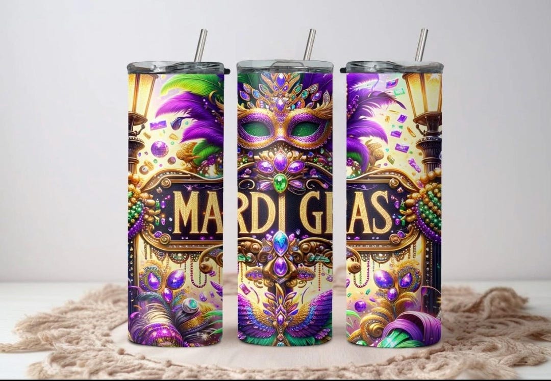 Mardi Gras 20oz Stainless Steel Insulated Tumbler. With Stailess Steel ...