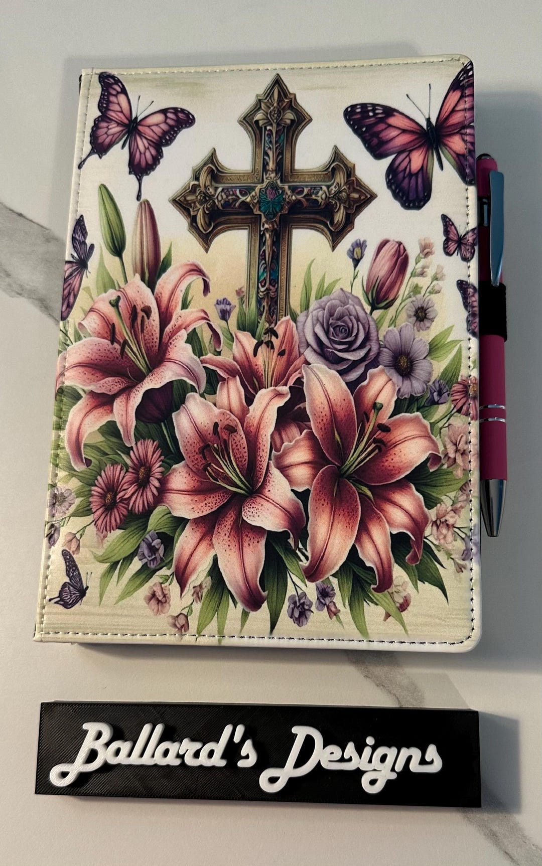 Stain Glass Cross. A5 Journal/notebook. It Will Come With a Pen Holder ...
