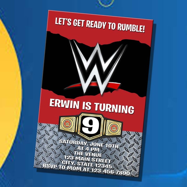 Wwe Birthday Invitations - Etsy