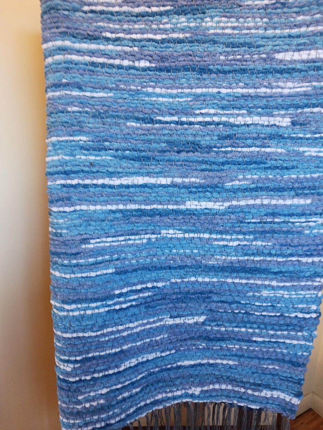 Handwoven Chenille Throw in Blues and Grays - Etsy