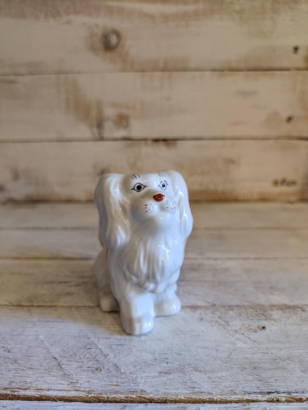 White Ceramic Pekingese Figurine; Vintage Animal Decor, Pekingese Lover ...