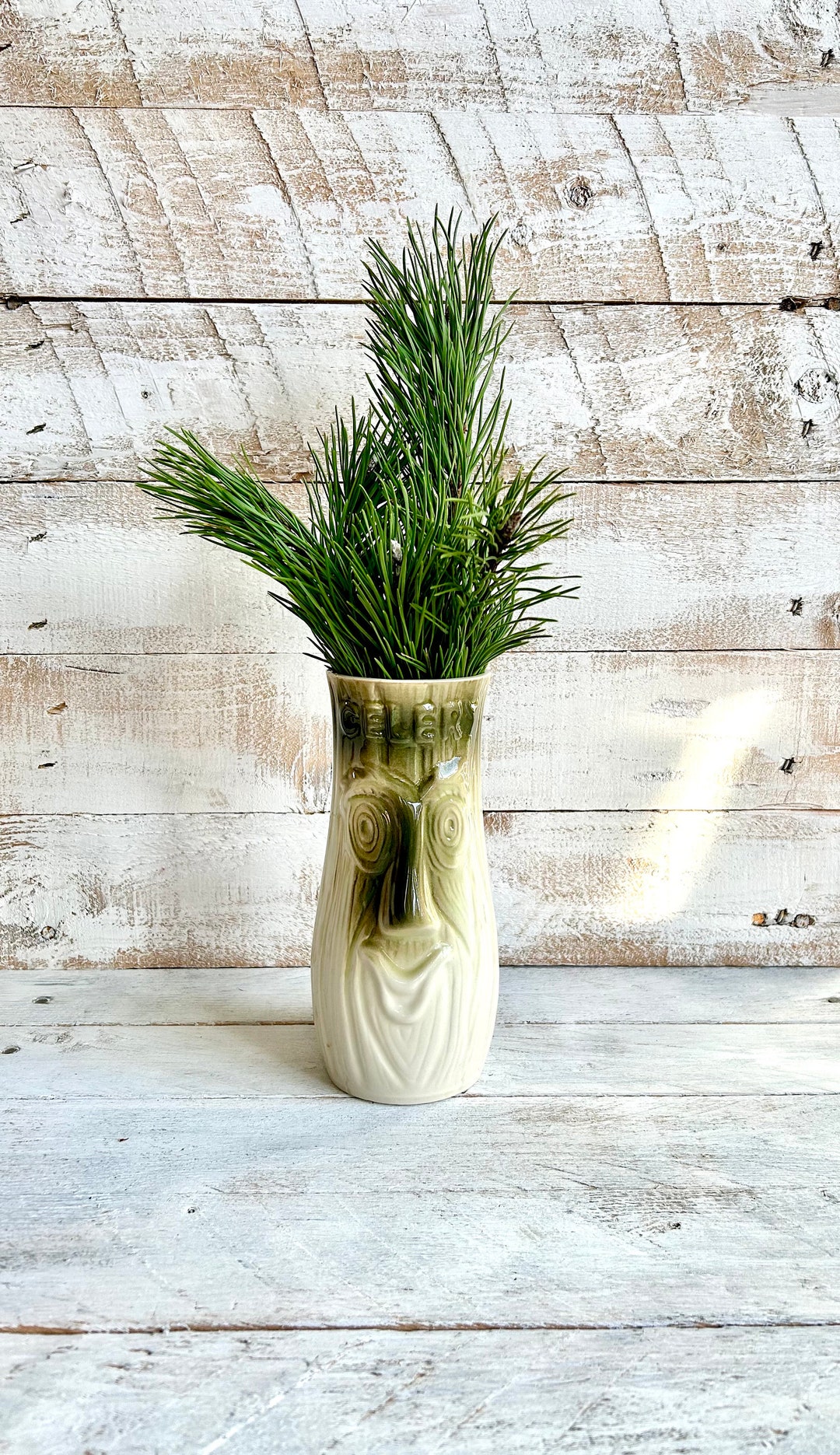 Vintage Mid-century Modern Ceramic Celery Face Vase Vase - Etsy