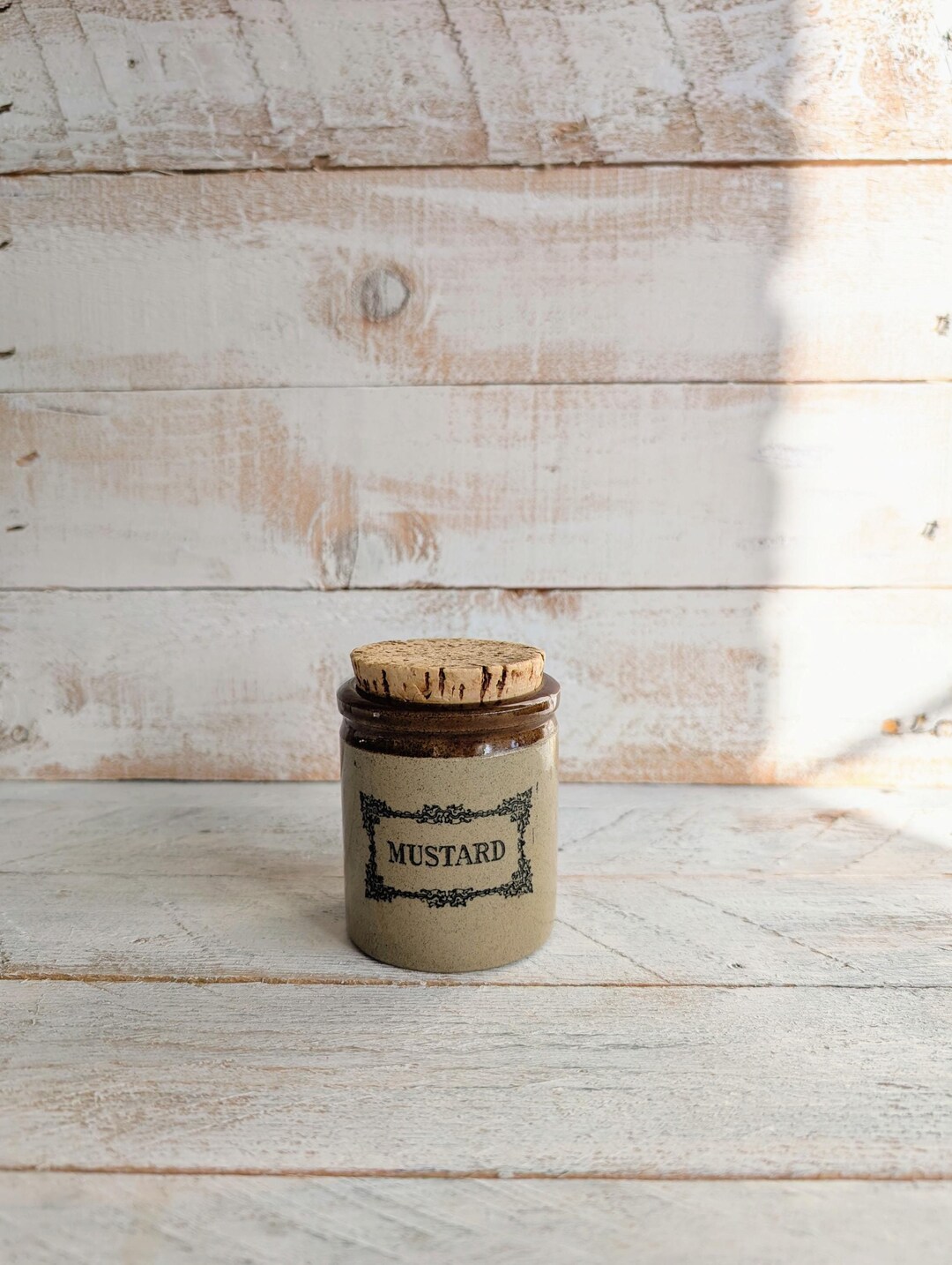 Moira Stoneware Mustard Jar With Cork Lid; Rustic Kitchen Storage ...