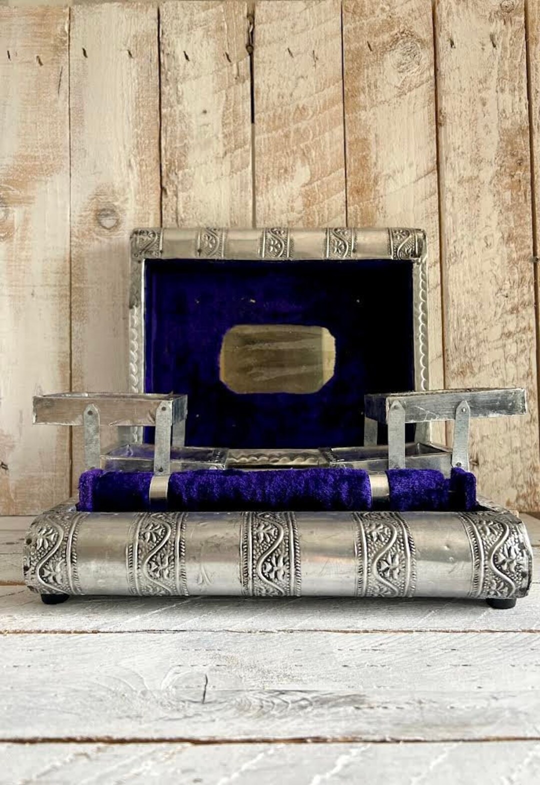 Metal Embossed Book-shape Jewelry Box Vintage Jewellery Box, Storage ...