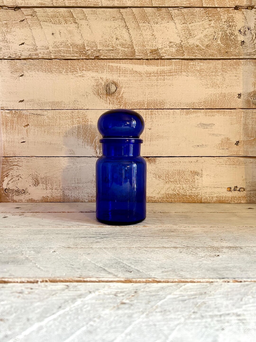 Vintage Belgian Cobalt Blue Glass Apothecary Jar Retro Glass Storage ...