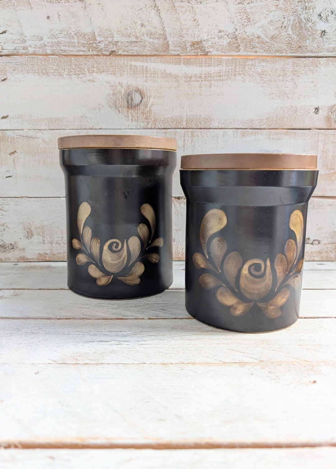 Pair of Denby "bakewell" Ceramic Canisters; Vintage 1980's Denby, Dry ...