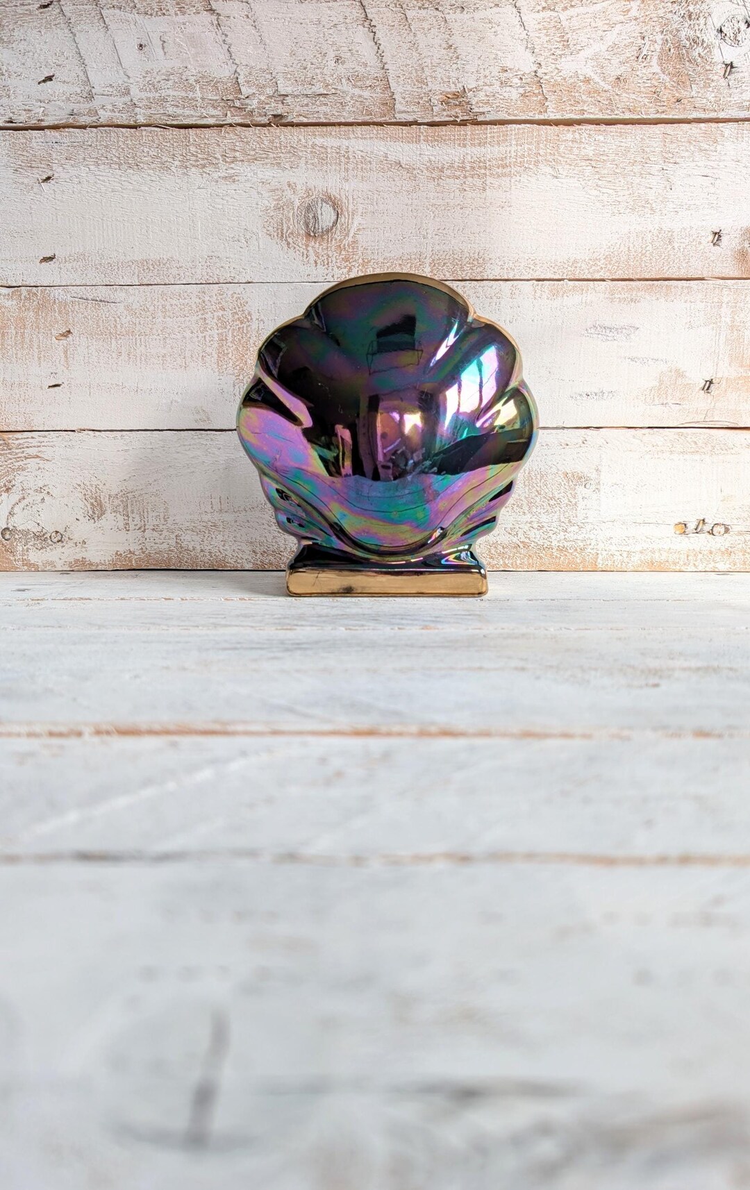 Large Sadler Clam Shell Poesy Vase; Blue Lustreware Vase, Vintage ...